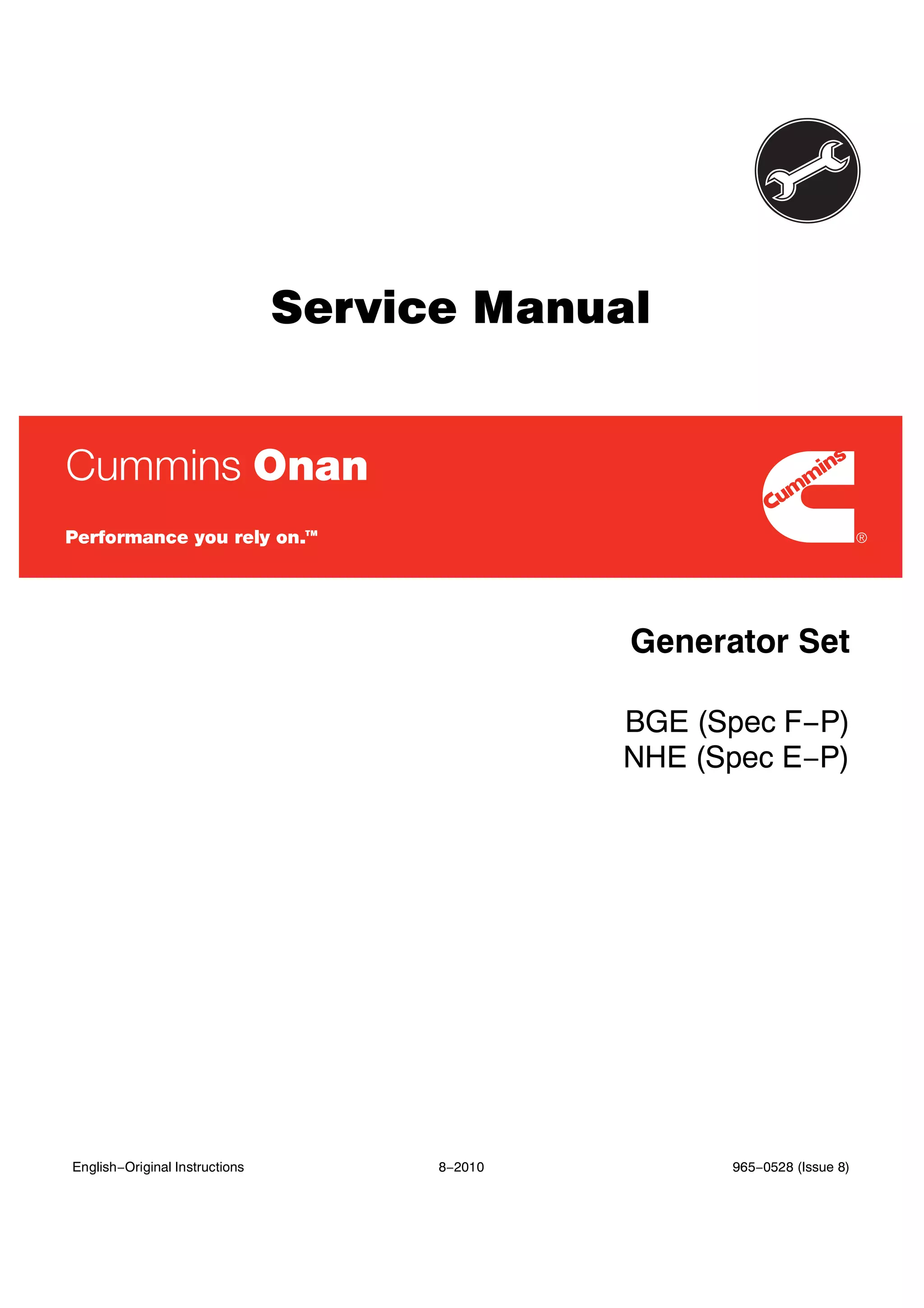 Cummins Onan NHE Generator Set Service Repair Manual.pdf