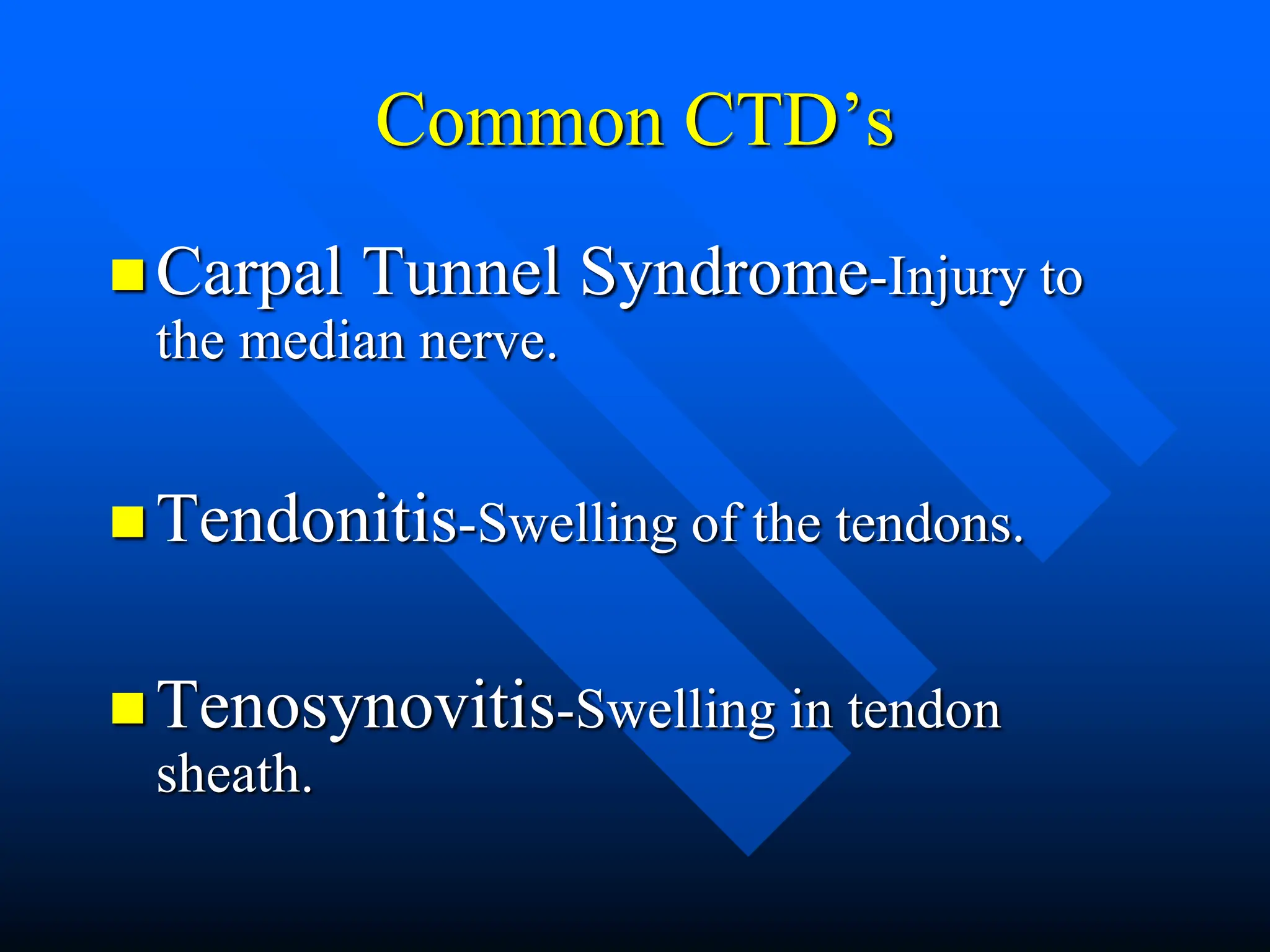 Cummulative Trauma Disorder exp ined ppt | PPT