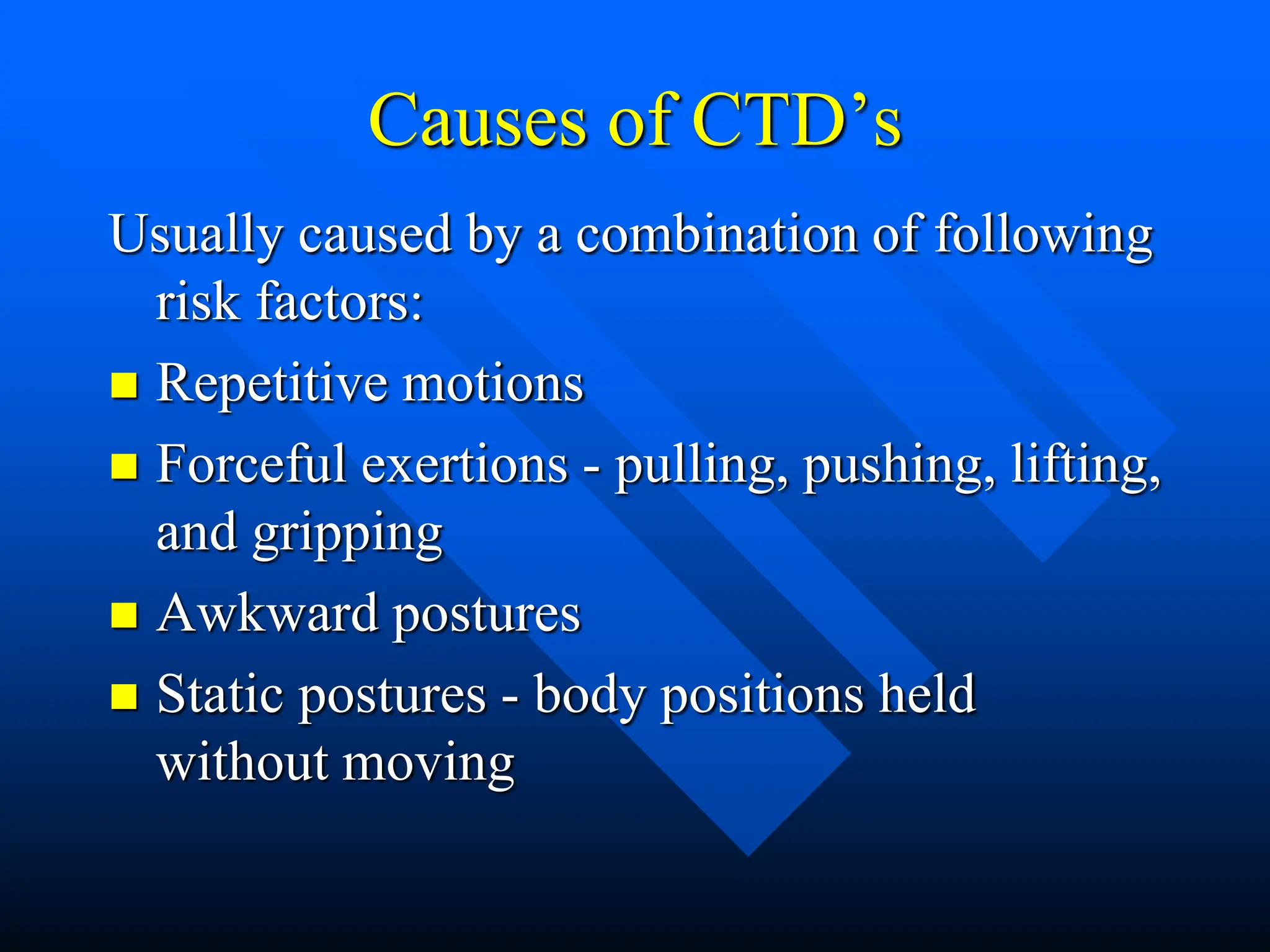 Cummulative Trauma Disorder exp ined ppt | PPT