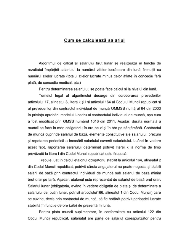 Cum se calculează salariul(calcul salarii) | PDF