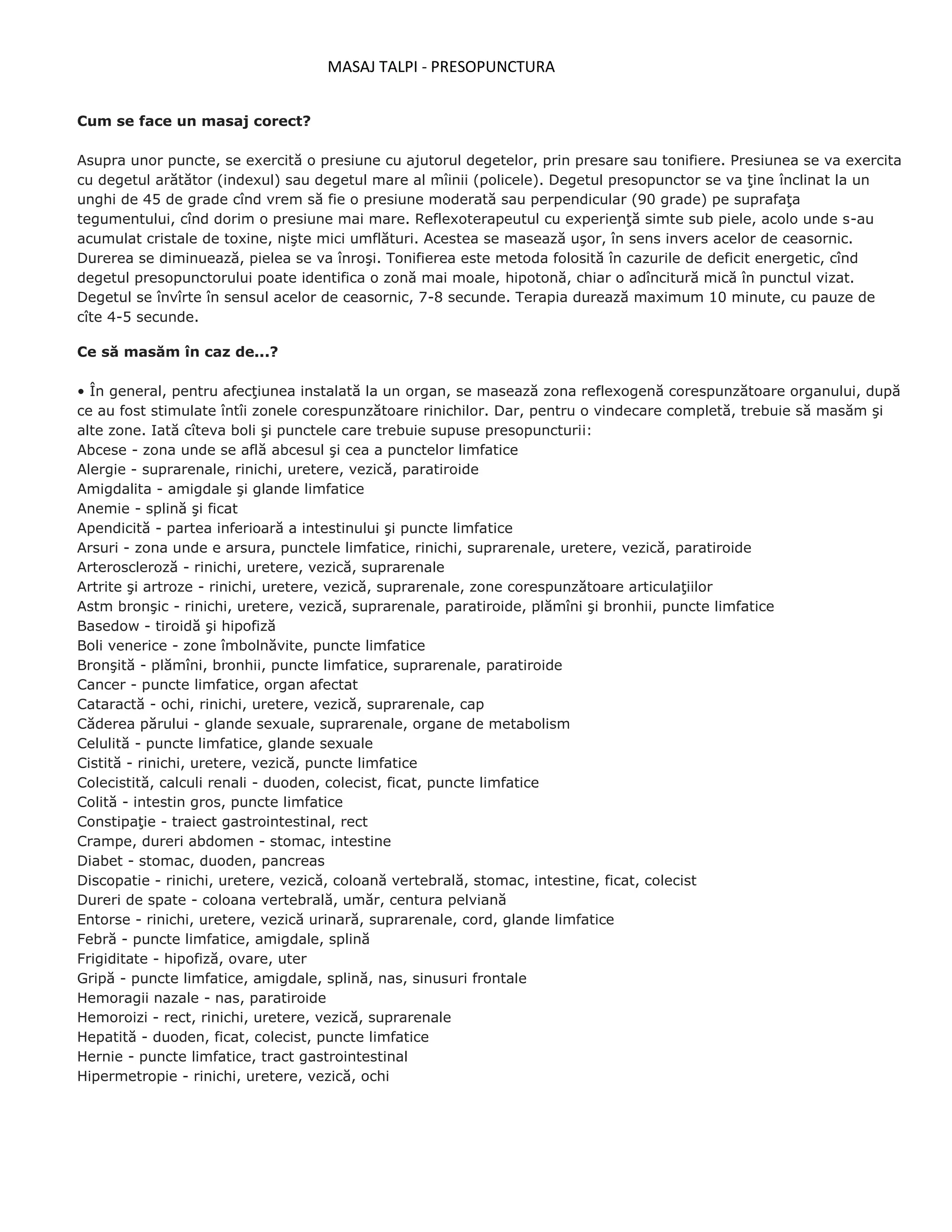 Cum se face un masaj corect | DOCX