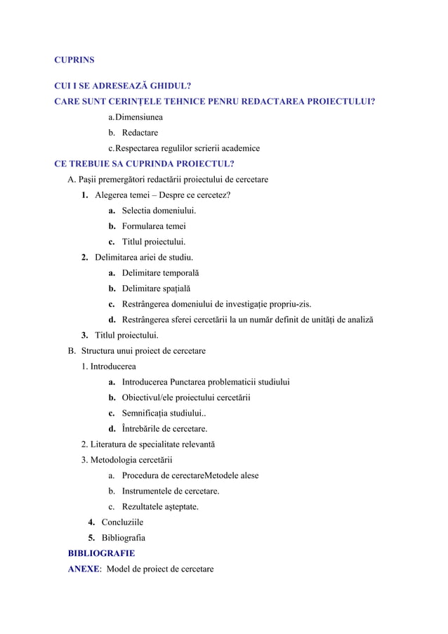 Cum se scrie un proiect de cercetare | DOC