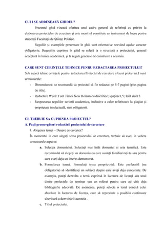 Cum se scrie un proiect de cercetare | DOC