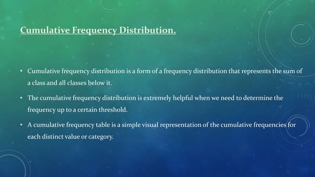 Cumulative Frequency Distribution Pptx Science