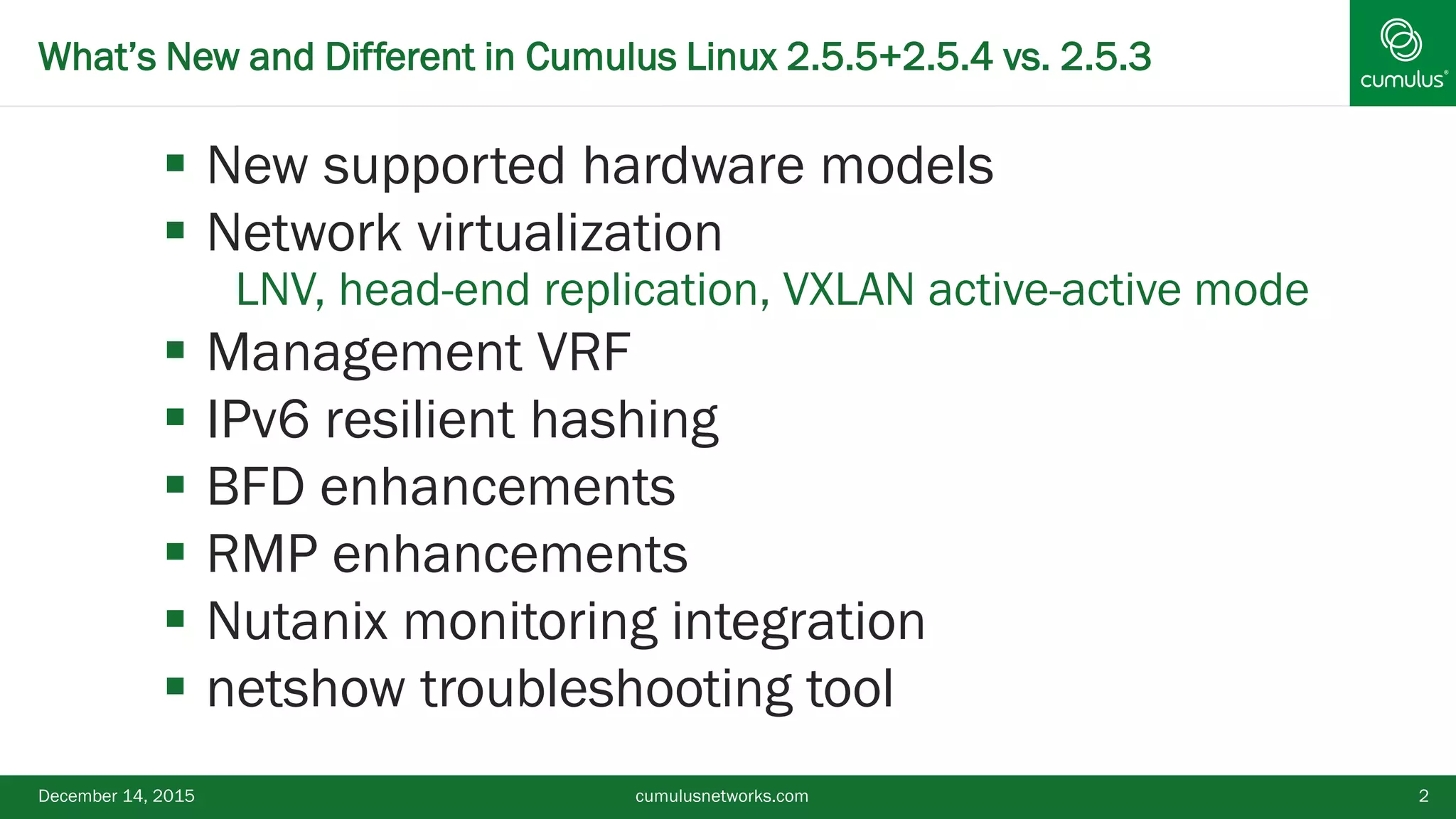 Cumulus Linux 2.5.5 What's New | PDF