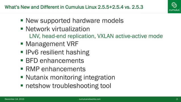 Cumulus Linux 2.5.5 What's New | PDF