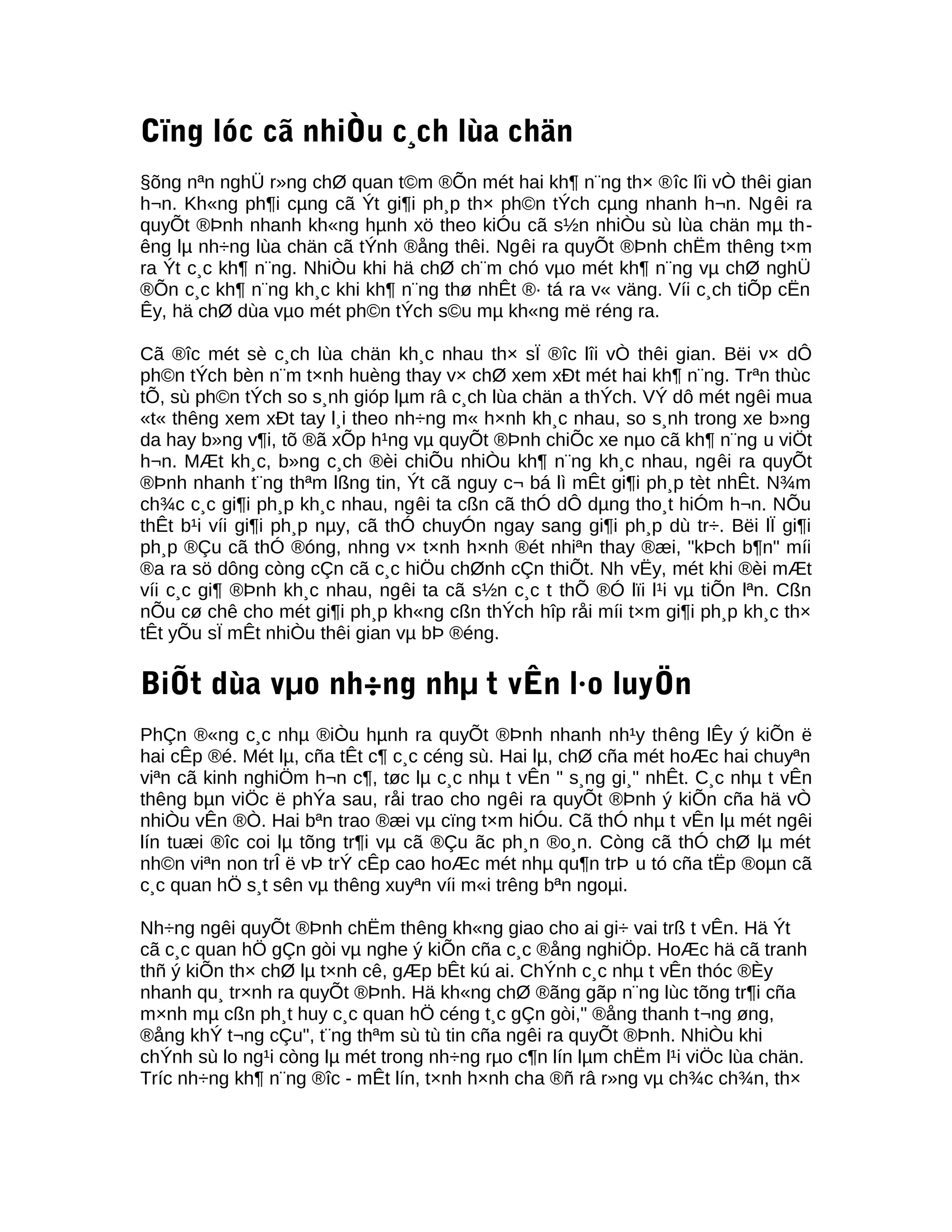 Cung luc co nhieu su lua chon | DOC