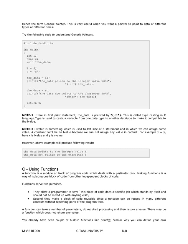 C LANGUAGE UNIT-1 PREPARED BY MVB REDDY | PDF