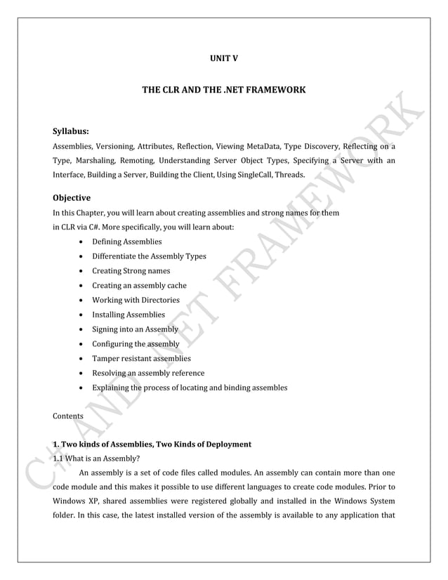 THE CLR AND THE .NET FRAMEWORK, C# | PDF