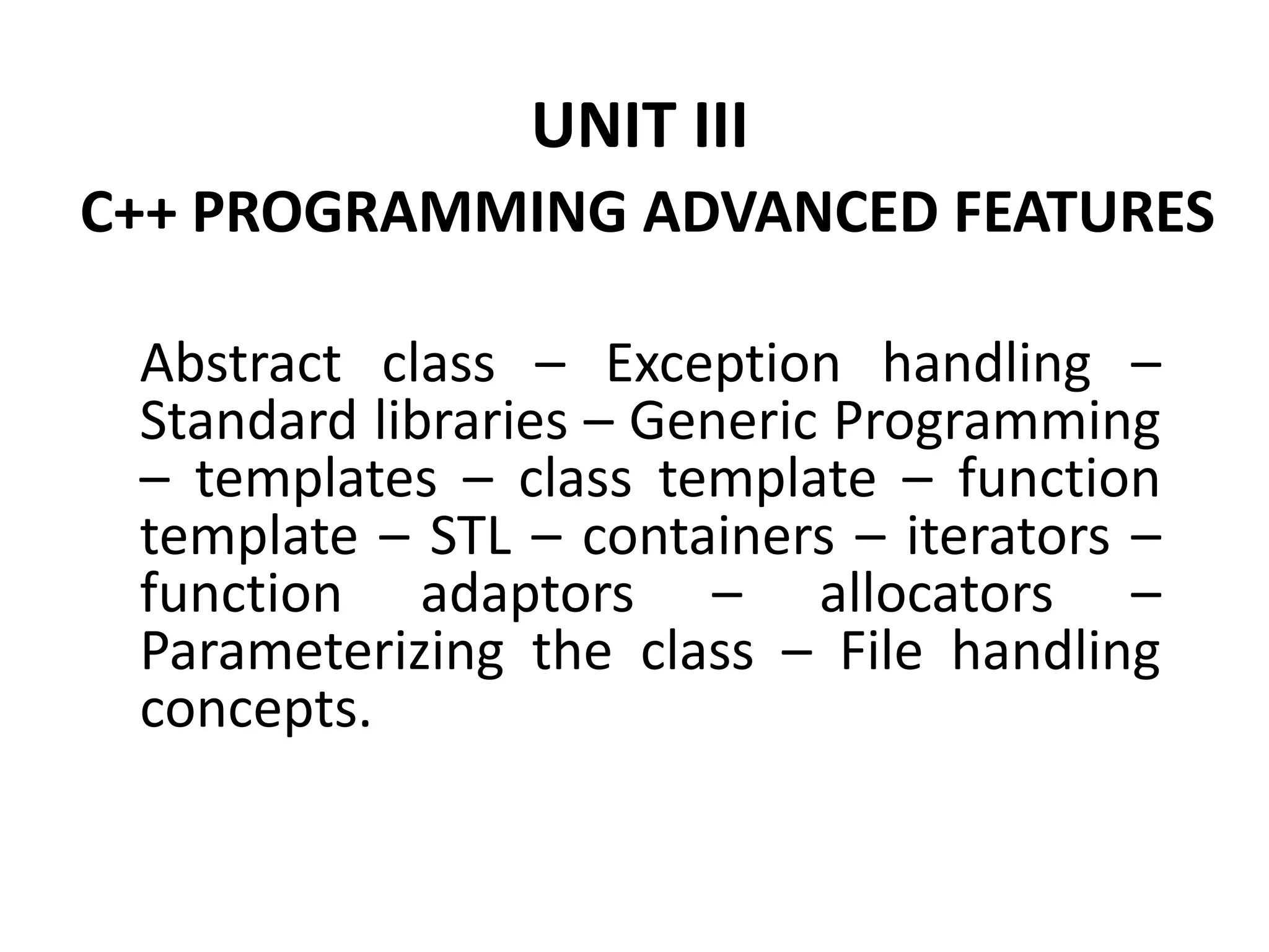 c++ Unit III - PPT.pptx