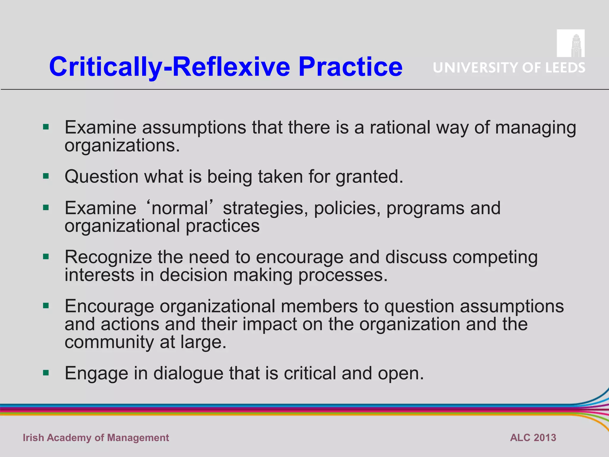 Ann Cunliffe - IAM 2013 - Reflexive Practice | PPT