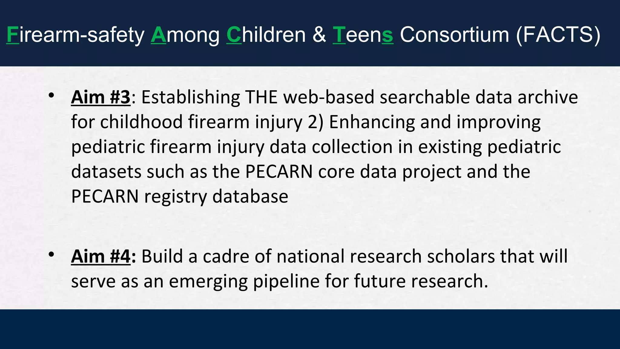 Firearm-safety Among Children & Teens Consortium (FACTS) by Rebecca Cunningham, MD | PPT | Death ...