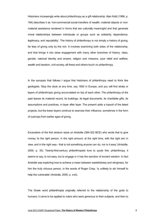 Cunningham History of Western Philanthropy occasional paper Nov 13 | PDF