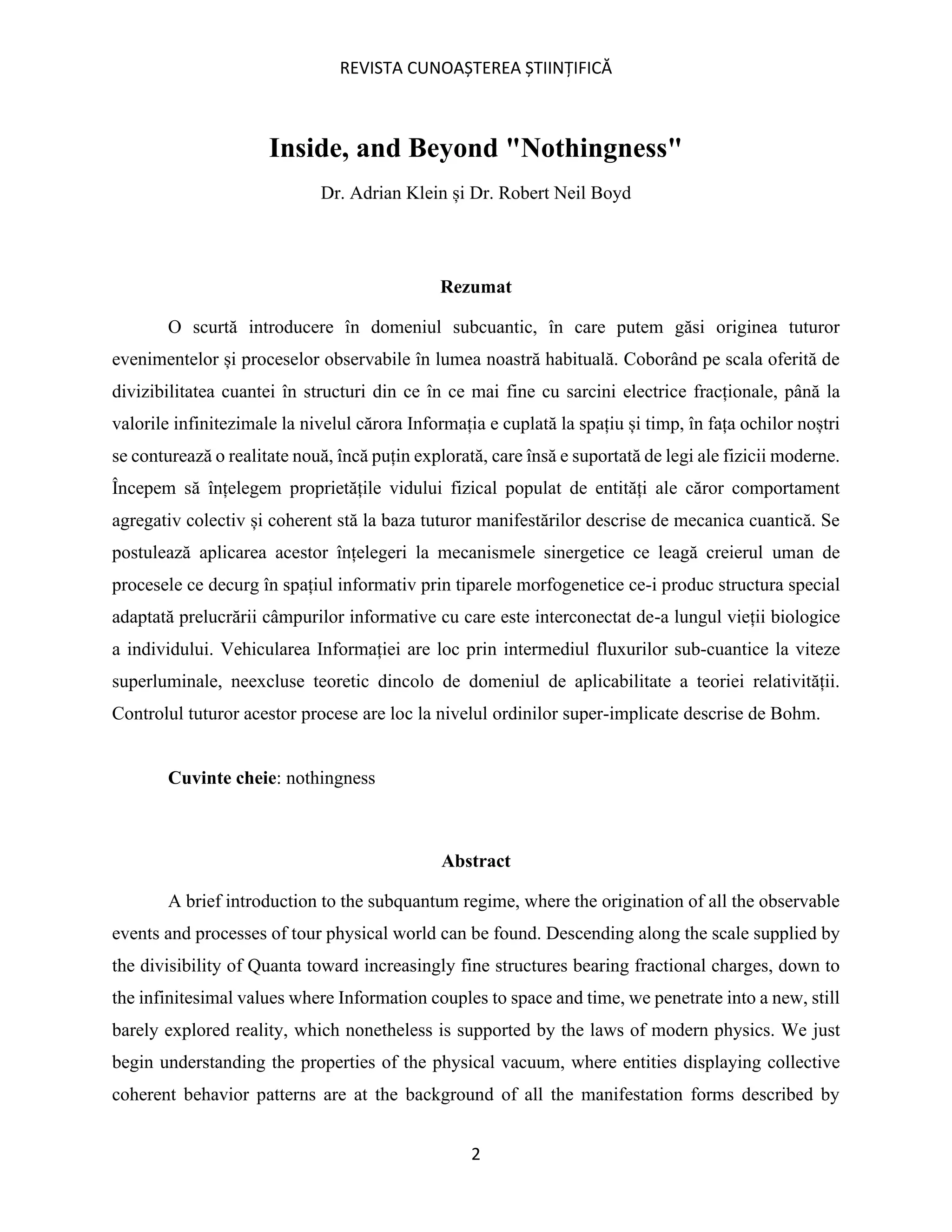 Inside, and Beyond „Nothingness” | PDF | Physics | Science