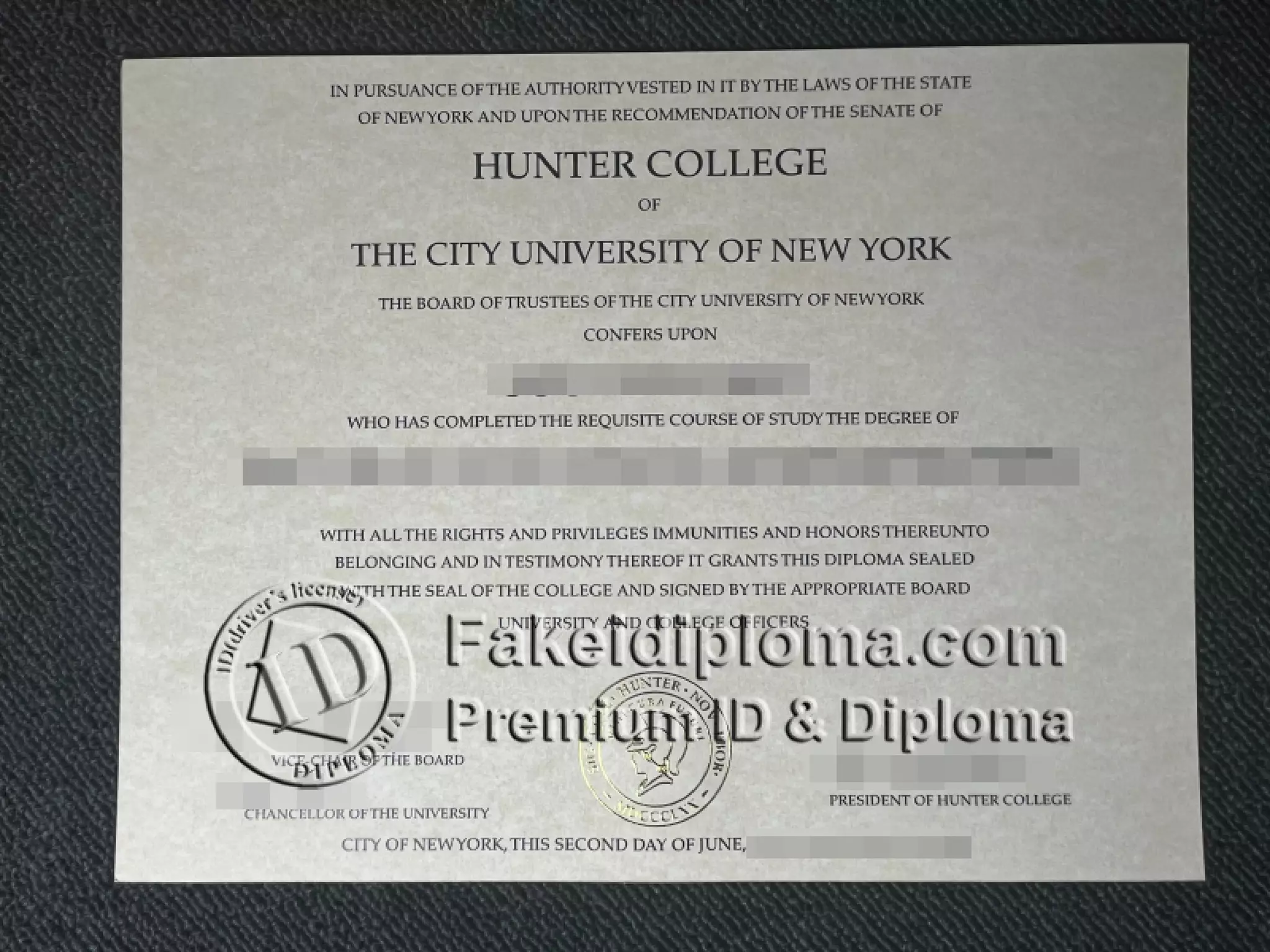 CUNY Hunter college diploma | PPT