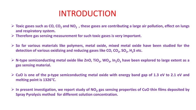 CuO for NO2 gas sensor | PPT
