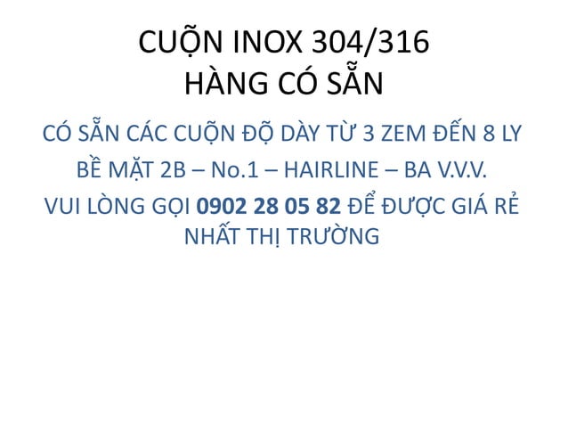 Cuon inox 304 316 | PPTX | Commodities | Economy