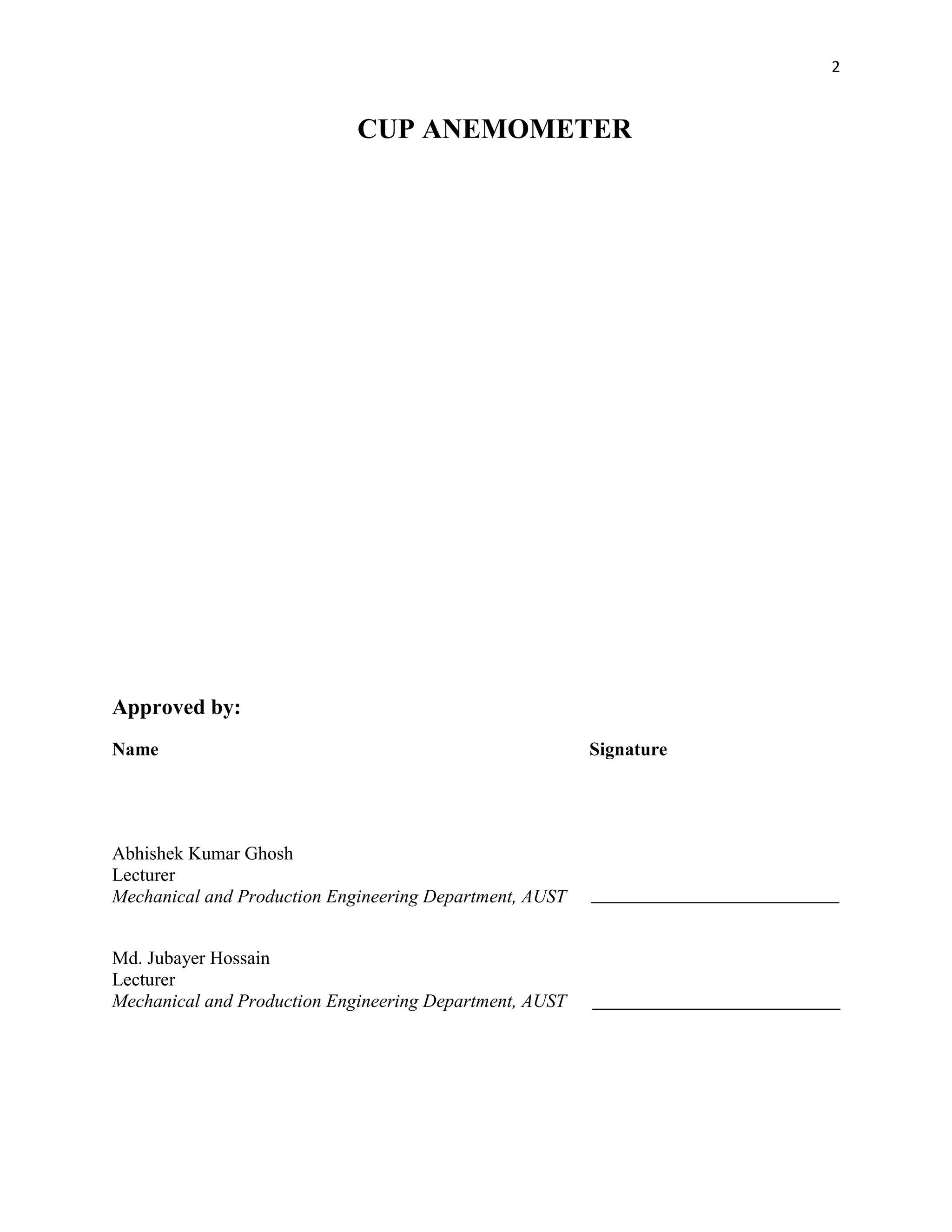 Cup Anemometer Project Report | PDF
