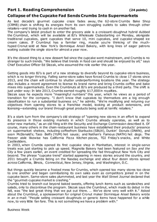 Cupcake fad reading comp. pre cae 2015 | PDF