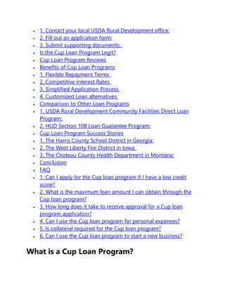 Cup Loan Program (PDF).pdf | Personal Loans | Personal Debt