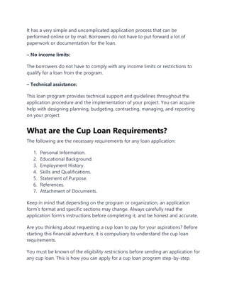 Cup Loan Program (PDF).pdf | Personal Loans | Personal Debt