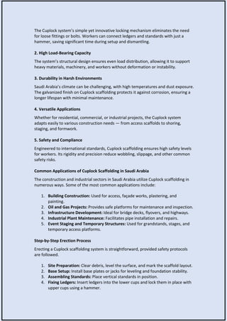 Cuplock Scaffolding System in Saudi Arabia | PDF