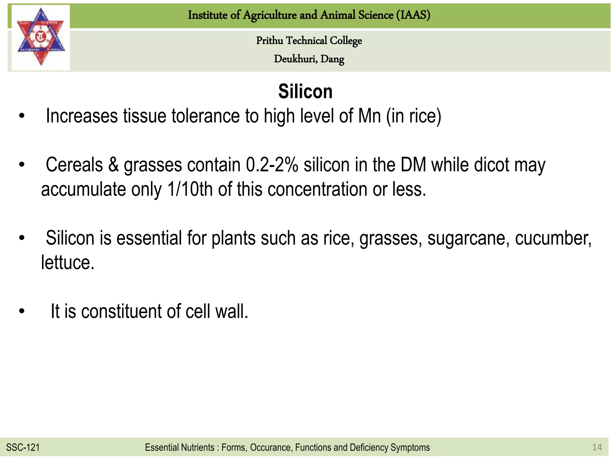 Functions and deficiency symptoms of copper and chlorine in plants | PPTX