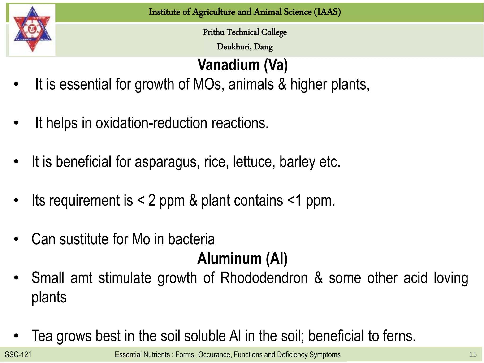 Functions and deficiency symptoms of copper and chlorine in plants | PPTX
