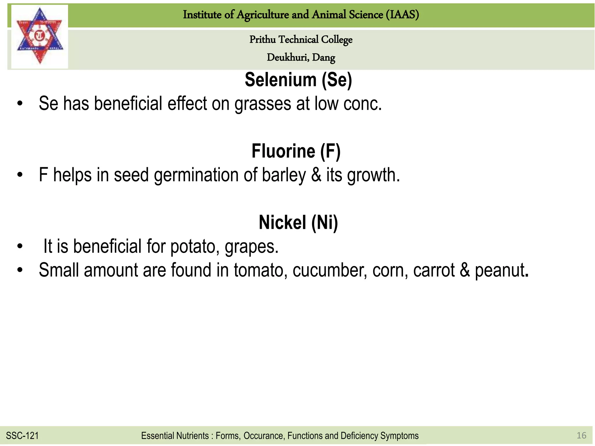 Functions and deficiency symptoms of copper and chlorine in plants | PPTX