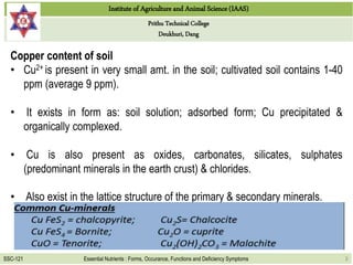 Functions and deficiency symptoms of copper and chlorine in plants | PPTX