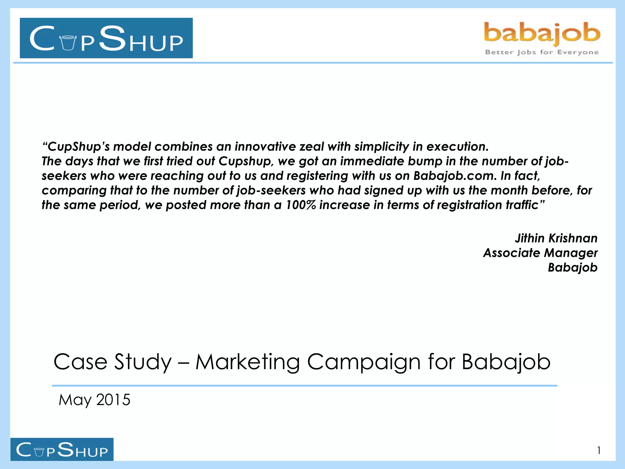 Cup shup case study_babajob_Paper Cup Advertising | PDF