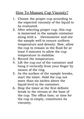 measurement of Cup viscosity presentation report | PDF