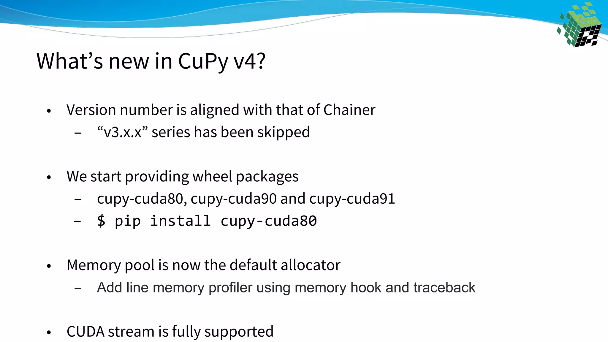 CuPy v4 and v5 roadmap | PDF