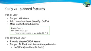 CuPy v4 and v5 roadmap | PPT | Free Download