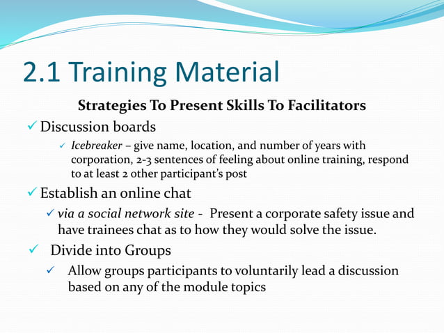 Cur 532 facilitator training program manual | PPT