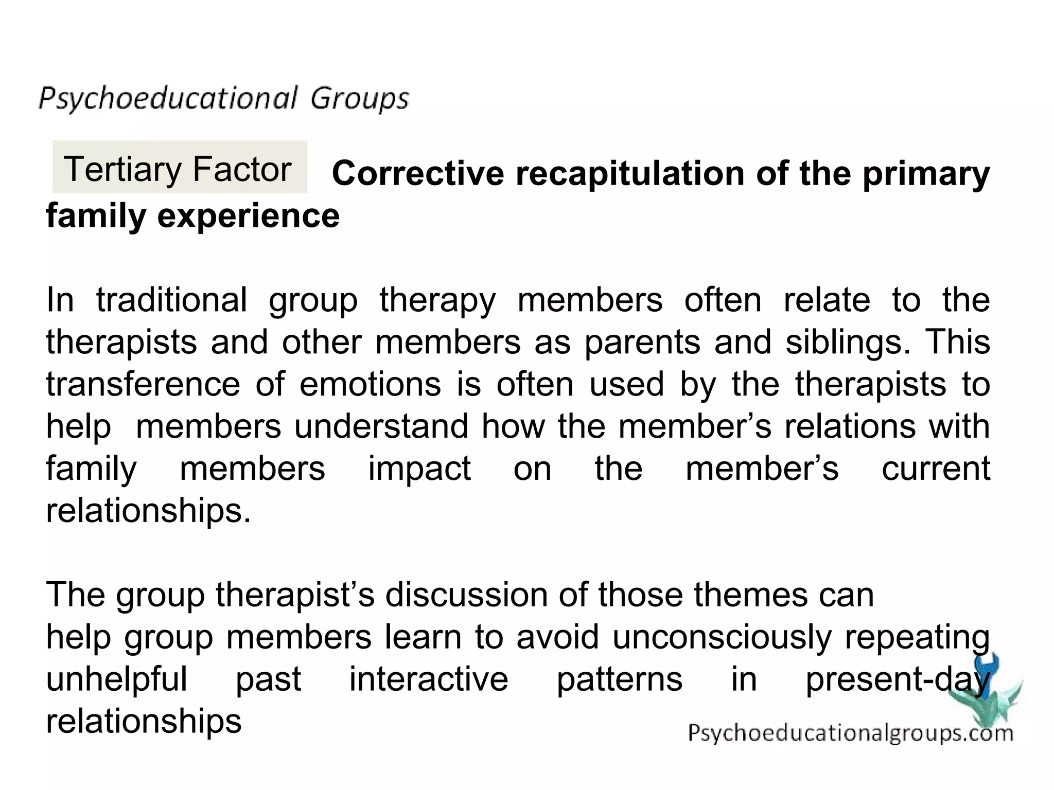 Curative Factors in Psychoeducational Groups | PPT