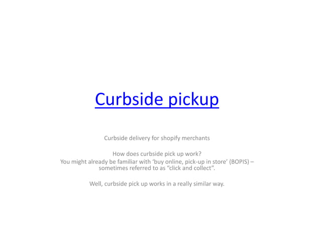 Curbside pickup | PPTX