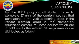 Bachelor of Elementary Education Curriculum | PPTX