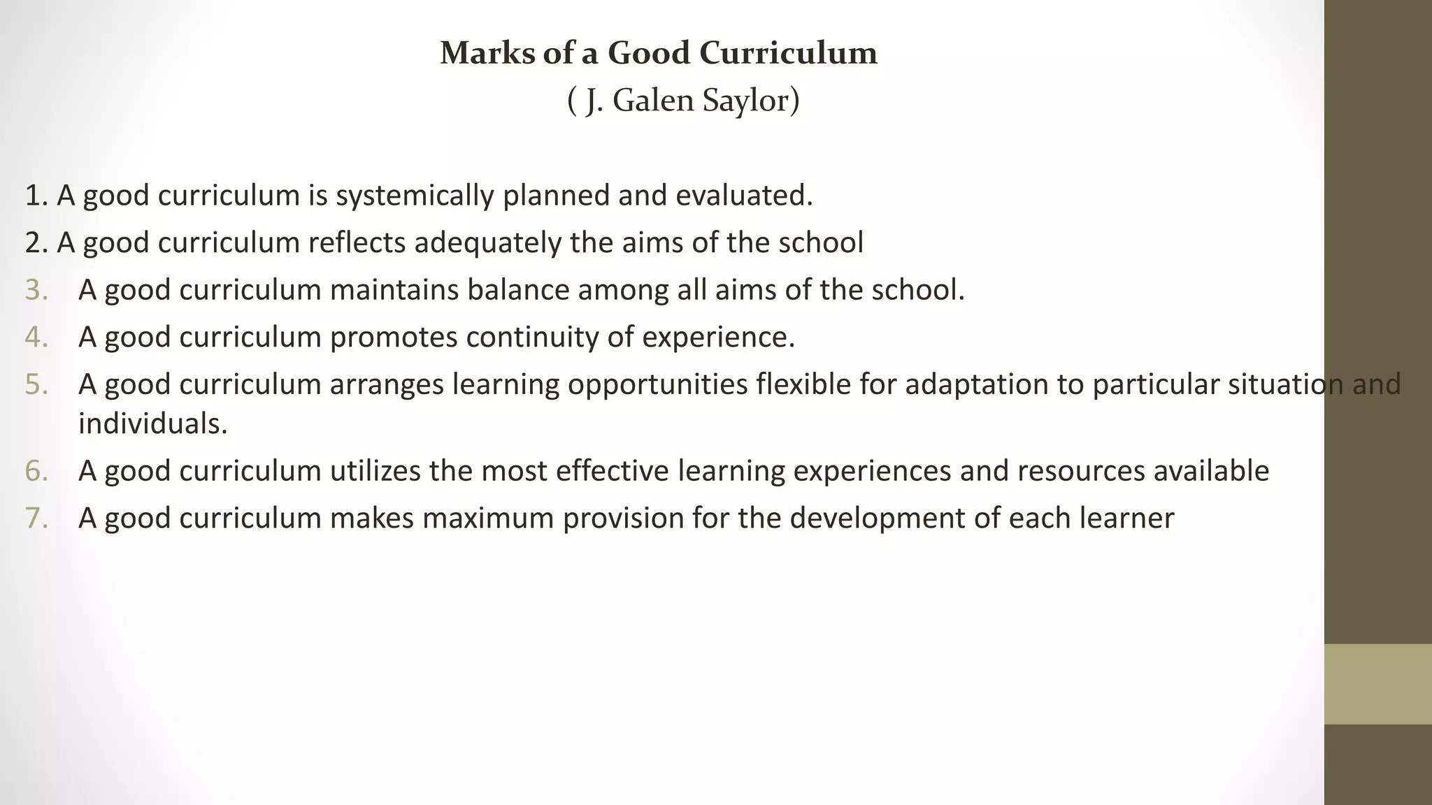 Characteristics of a Good Curriculum | PPTX