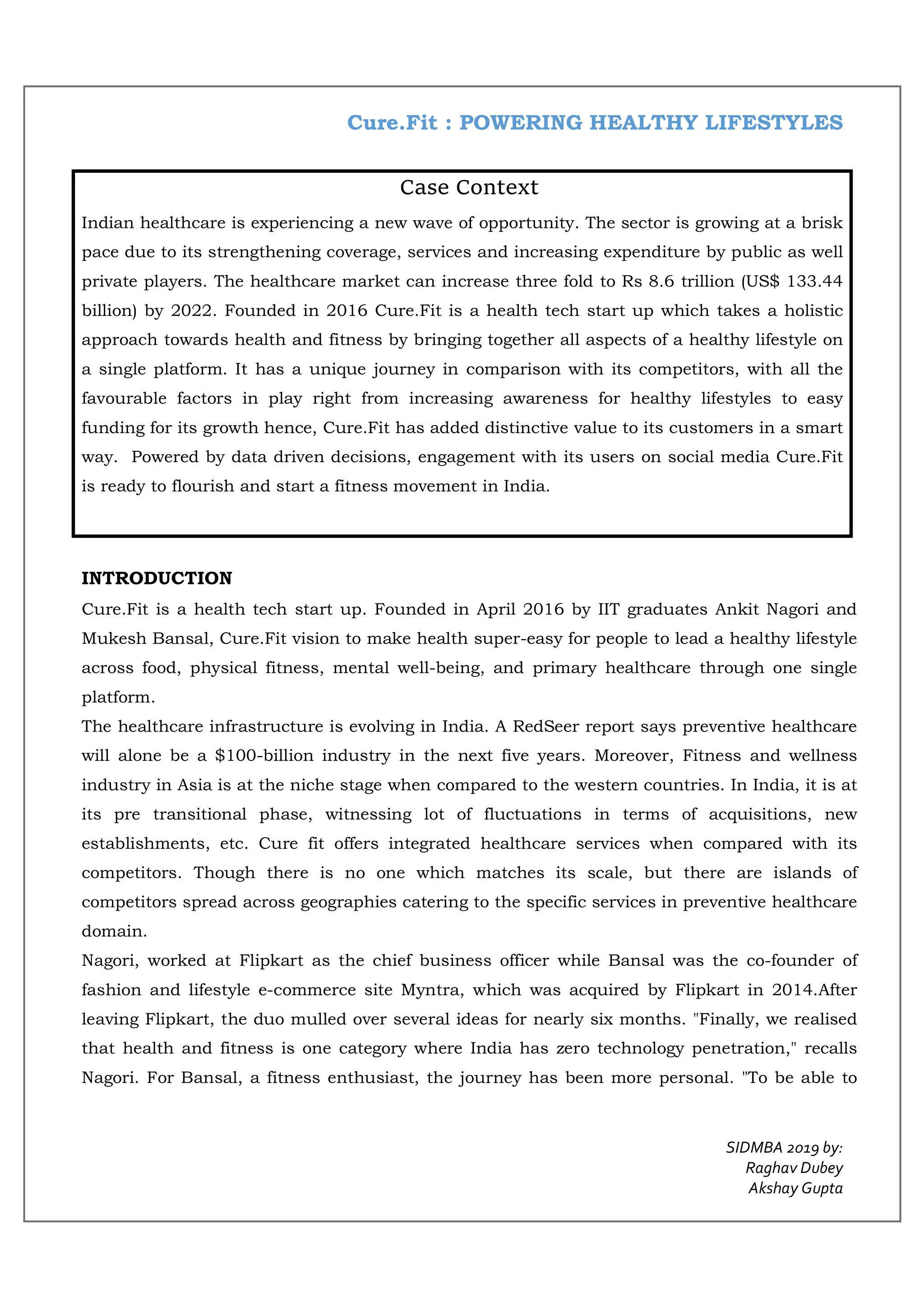 Cure.fit -powering healthy lifestyles | PDF