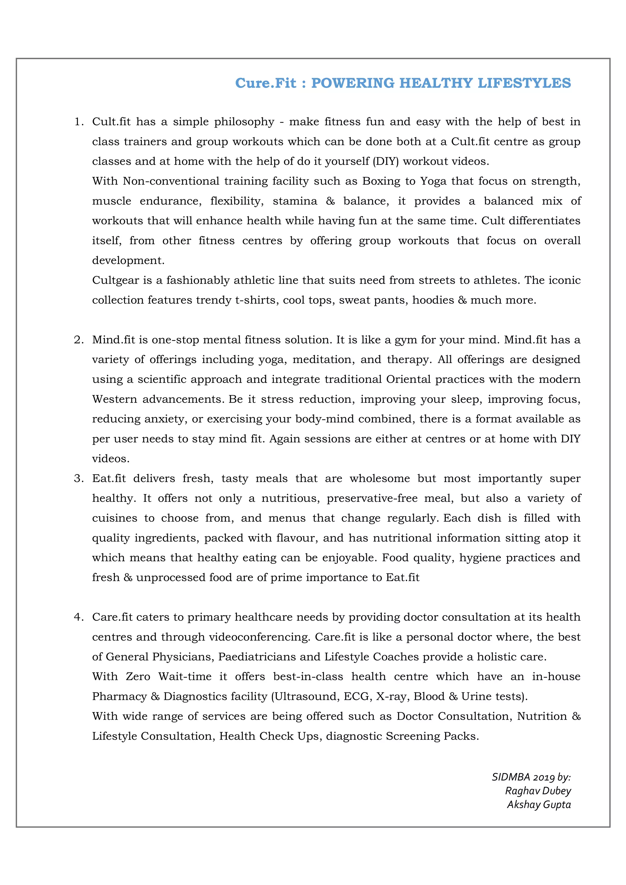 Cure.fit -powering healthy lifestyles | PDF