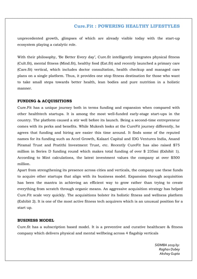 Cure.fit -powering healthy lifestyles | PDF