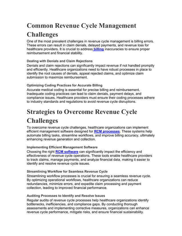 How to Overcome Revenue Cycle Management Healthcare Challenges | PDF ...