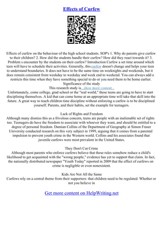 Curfew Essay | PDF | Parenting Teens | Parenting