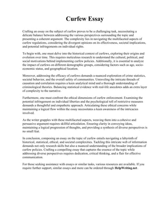 Curfew Essay. Indiana University Fort Wayne | PDF | Free Download