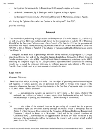 Curia case c‑131-12 gonzalez versus google | PDF