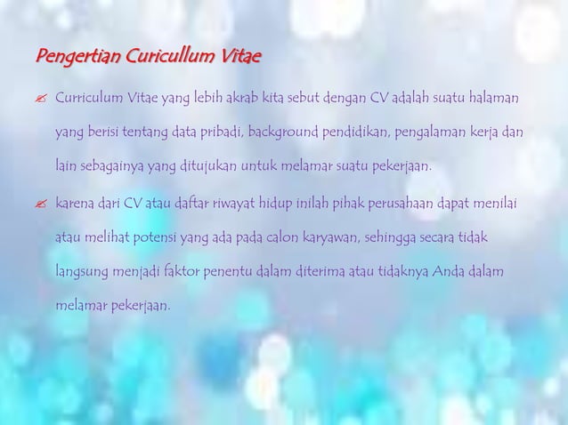 Curicullum Vitae (CV) | PPTX