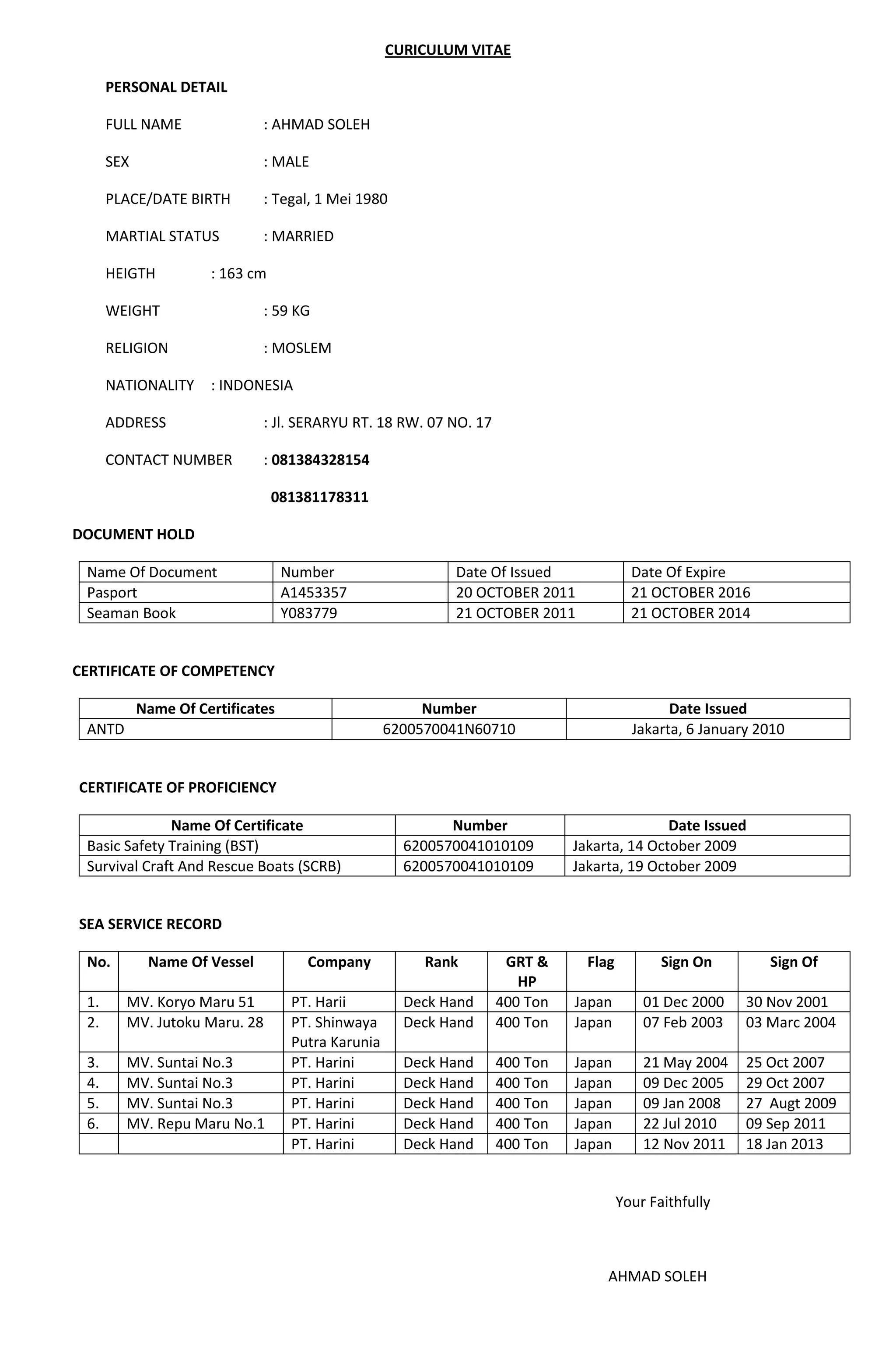 Curiculum vitae | DOCX | Sailing | Sports