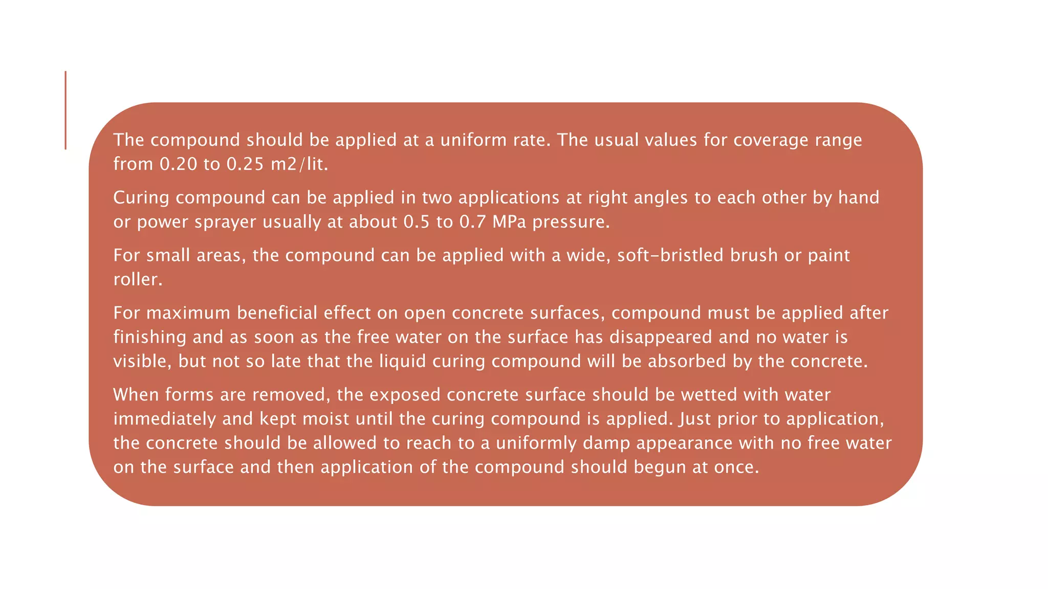 Curing method, Curing Compound classification as per ASTM C-309 | PPTX