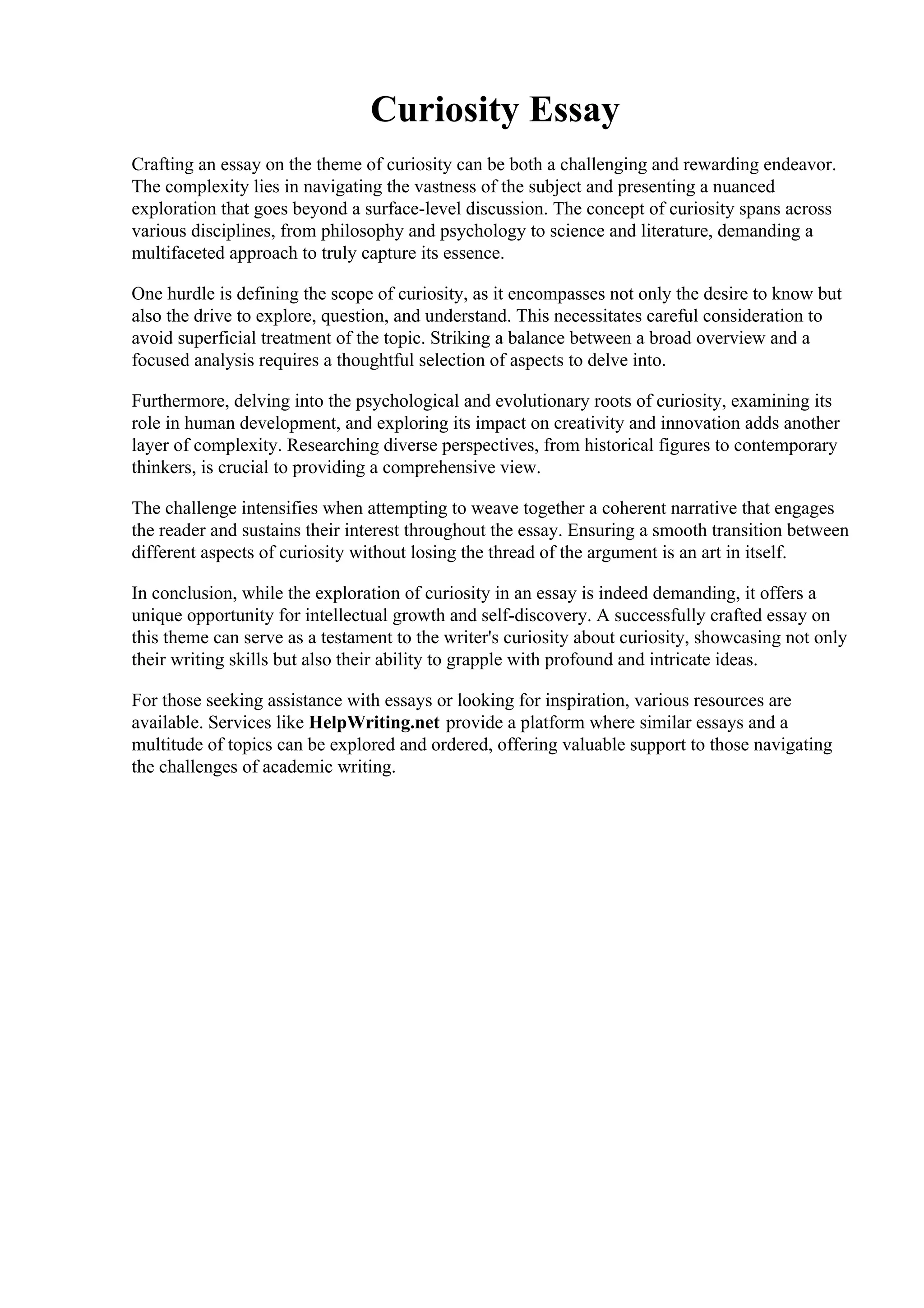 Curiosity Essay | PDF